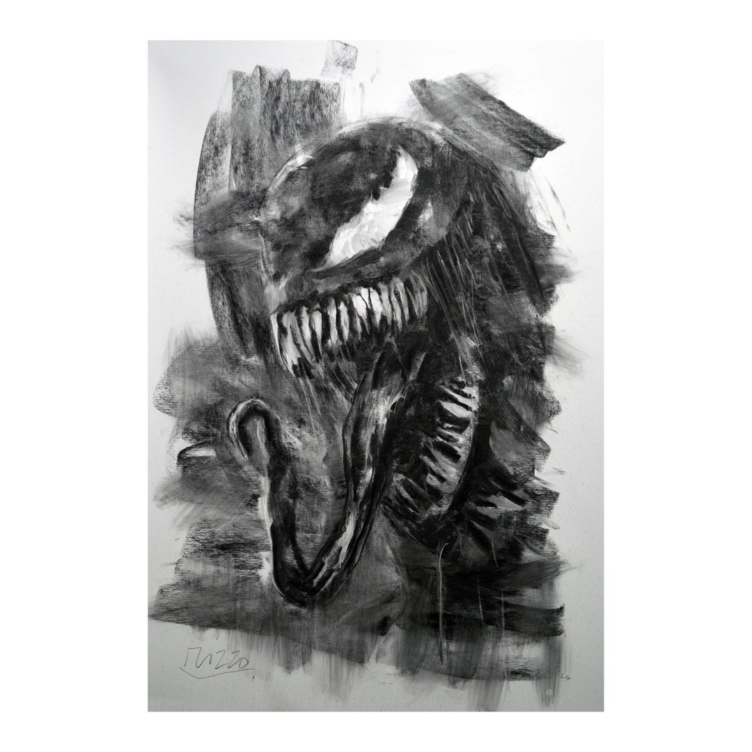 Venom Original Drawing Charcoal Painting Illustration One of a Kind ...