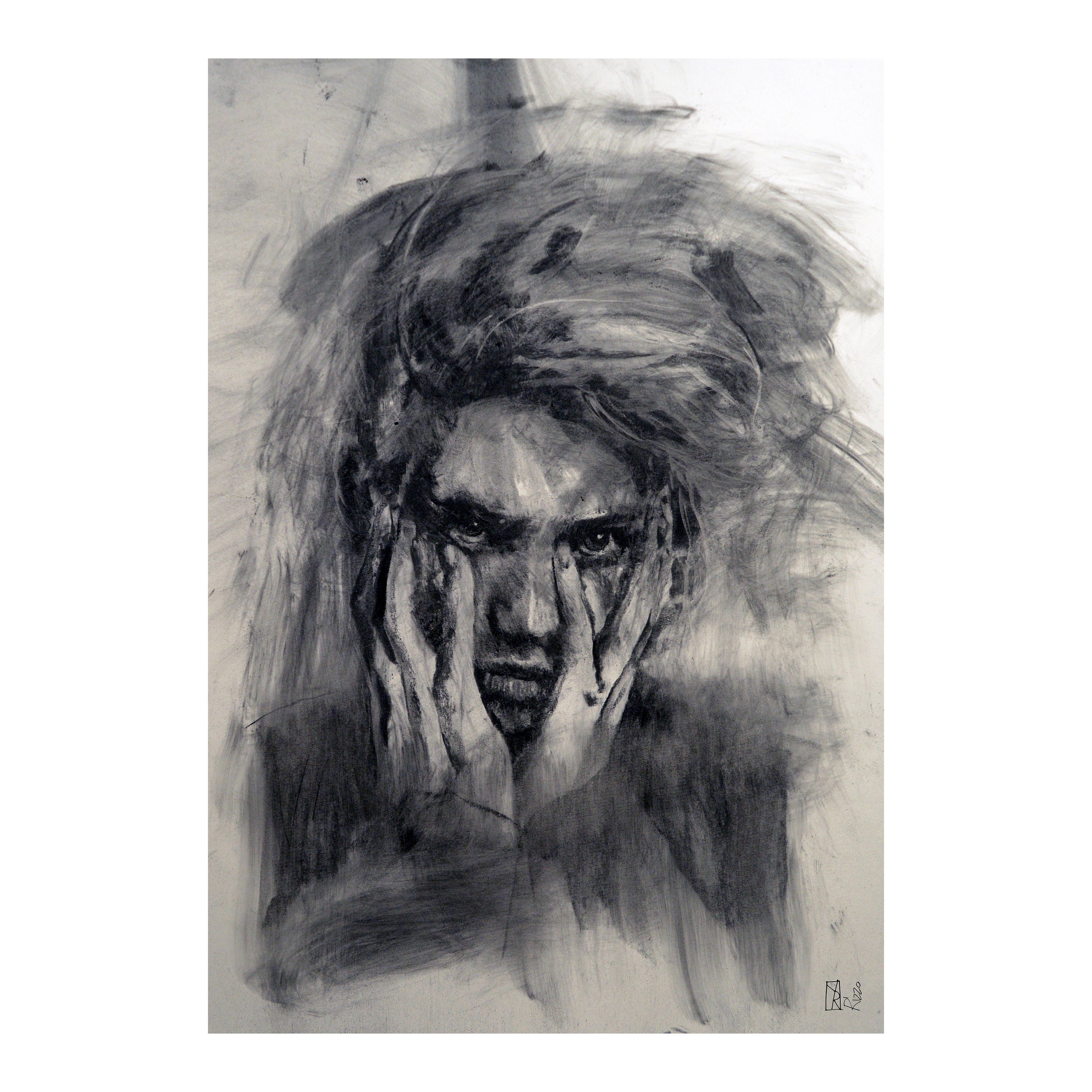 Charcoal Drawing Abstract Woman