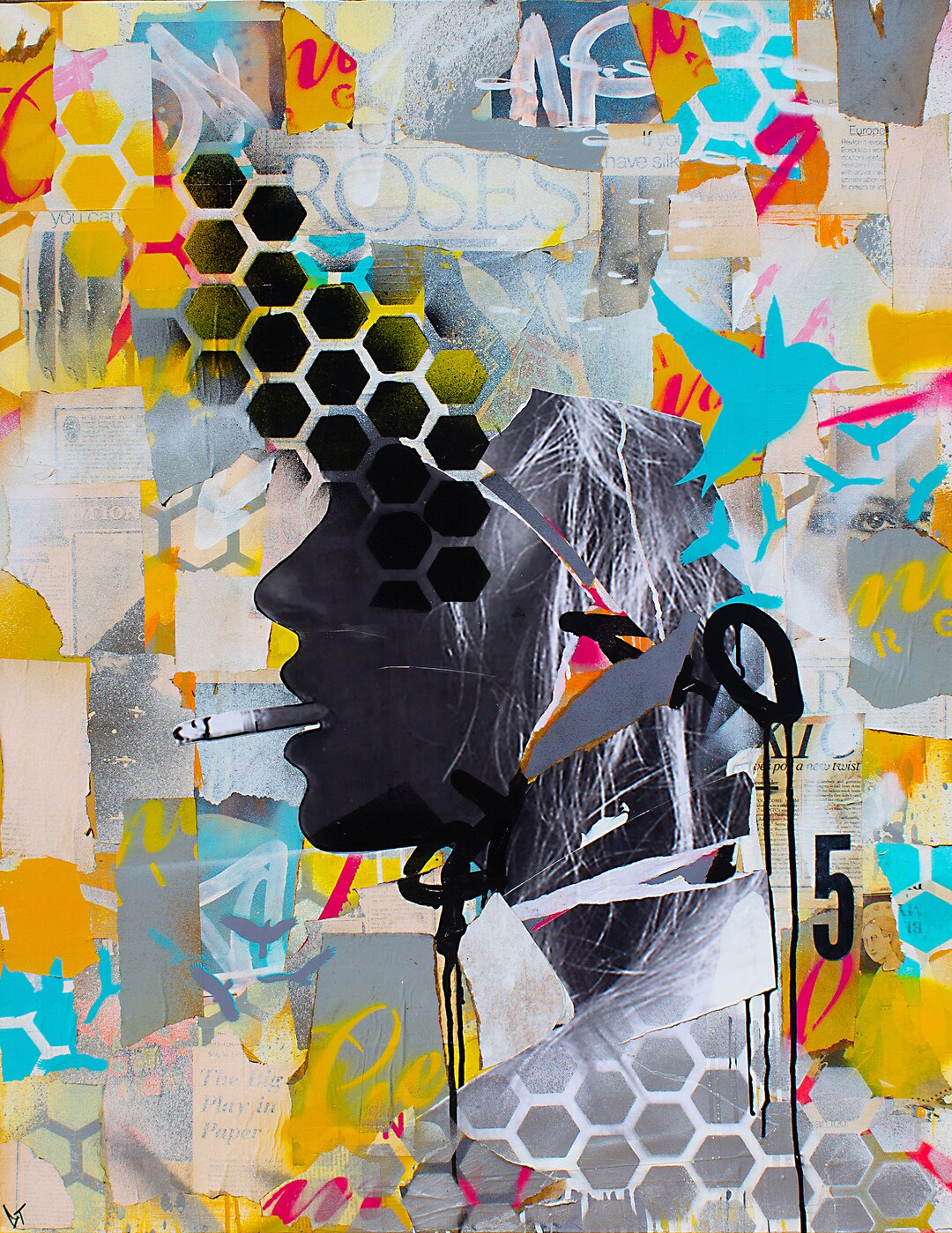 POP ART - Original Contemporary Abstract Mixed Media Painting - Canvas ...
