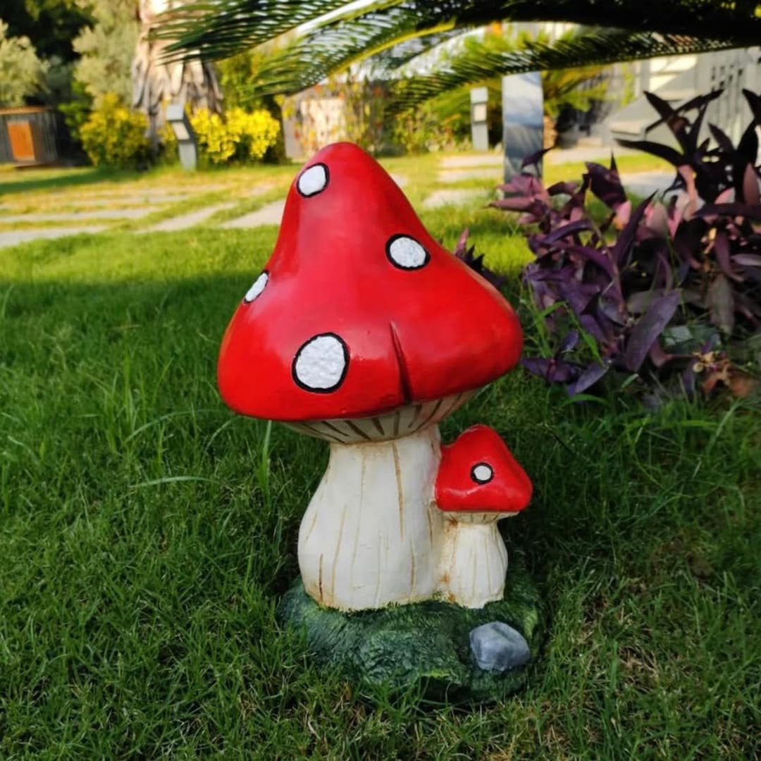 Large Hand-painted Mushroom Statue, Vivid Garden Lawn Decor - Etsy