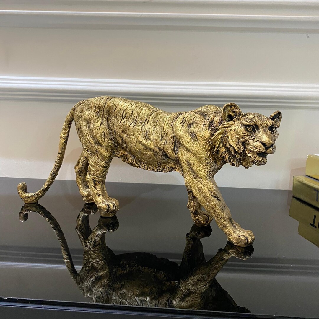 Large Gold Panther Statue,animal Sculpture,predator Statue Elegant and ...