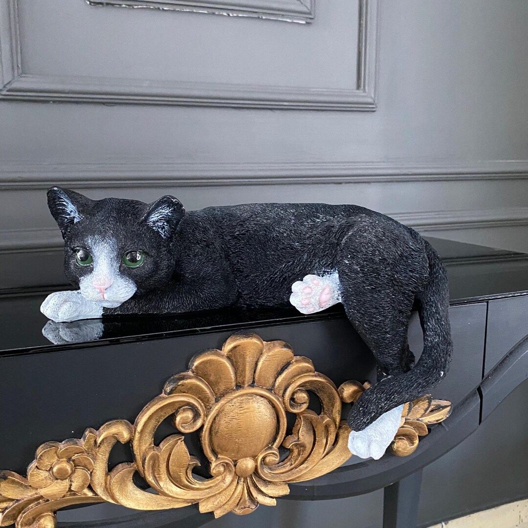 Large Black Cat Statue, Shelf Mantel Accent,modern Tabletop Decor ...