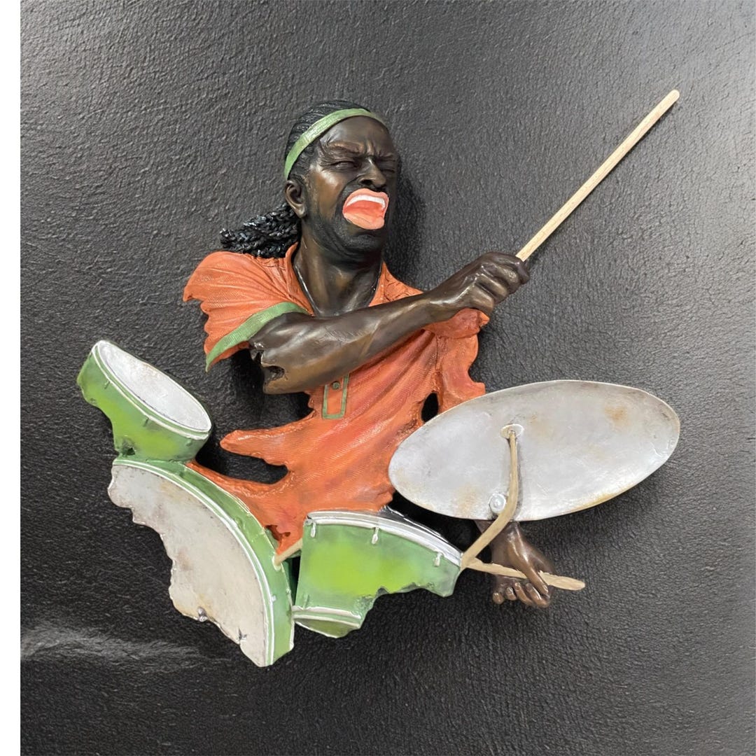 Musician Playing Drums Wall Statue,abstract Wall Art,3d Art Sculpture ...