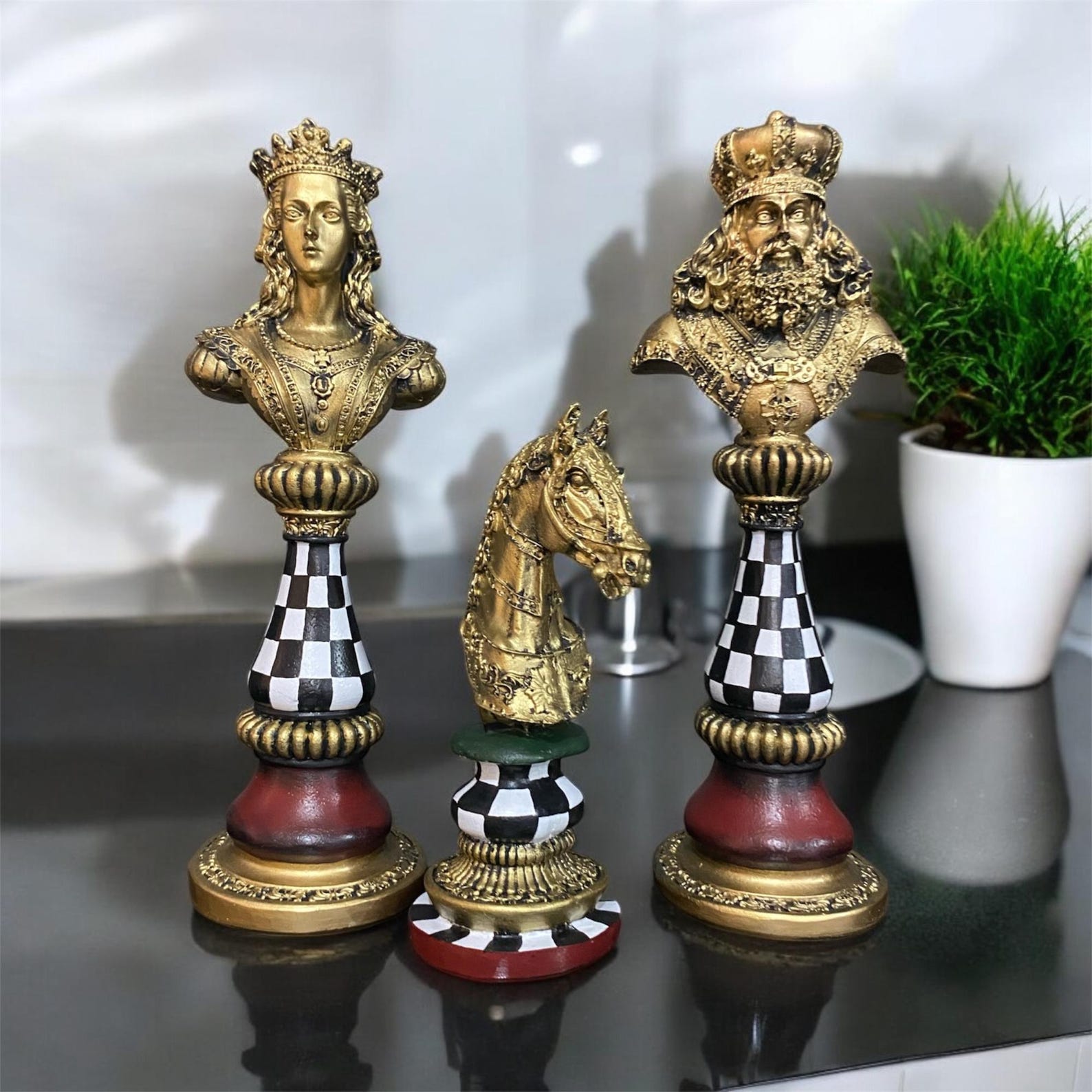 Chess Piece Statue: King, Queen, Knight Modern Office Decor - Etsy