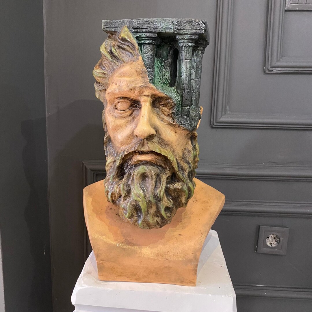 Zeus Bust – Handmade Abstract Mythological Sculpture | Ancient Greek ...