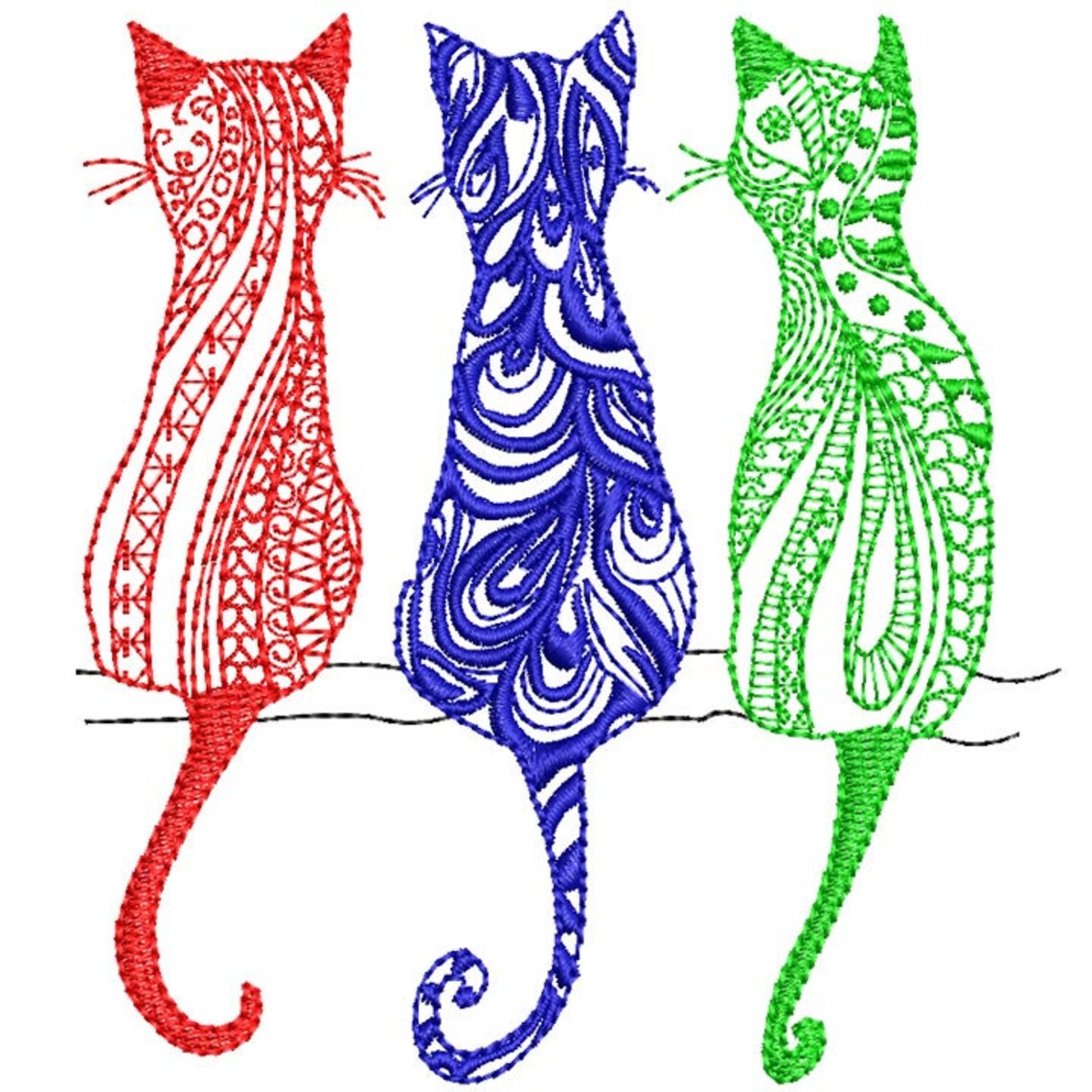 3 Color Cats 4x4 Machine Embroidery Design - Etsy