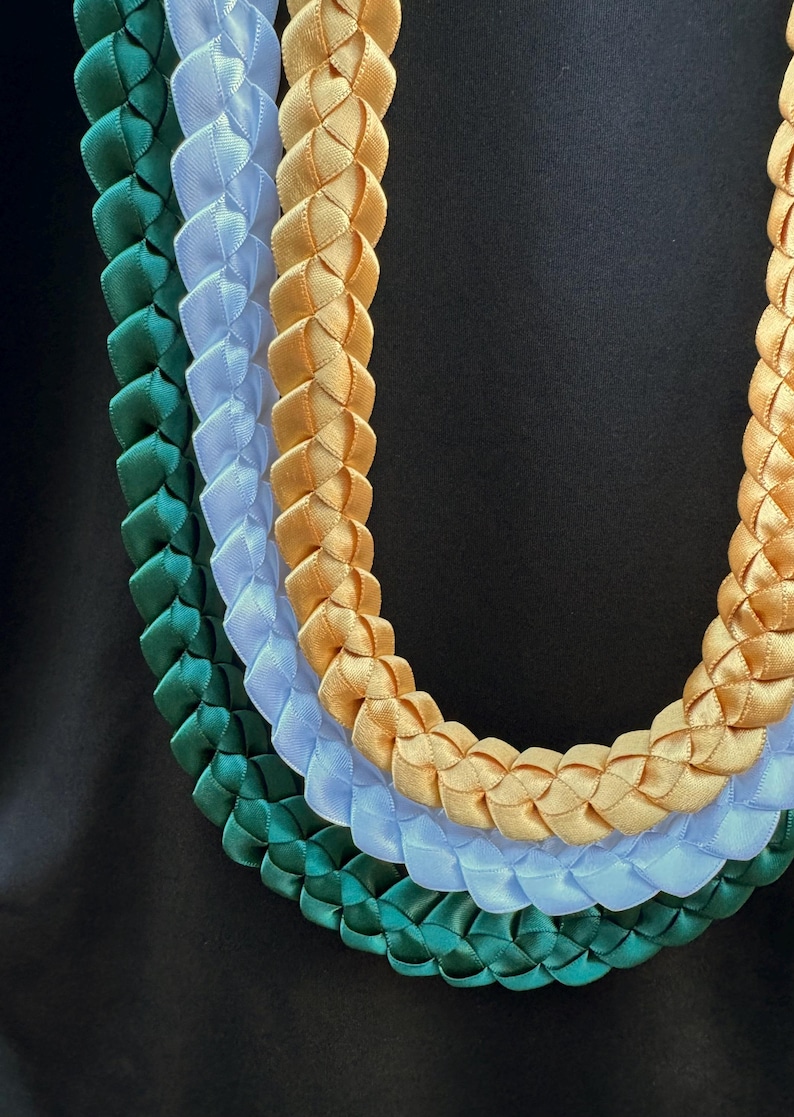 Three Color Triple Satin Ribbon Lei Custom Colors - Etsy
