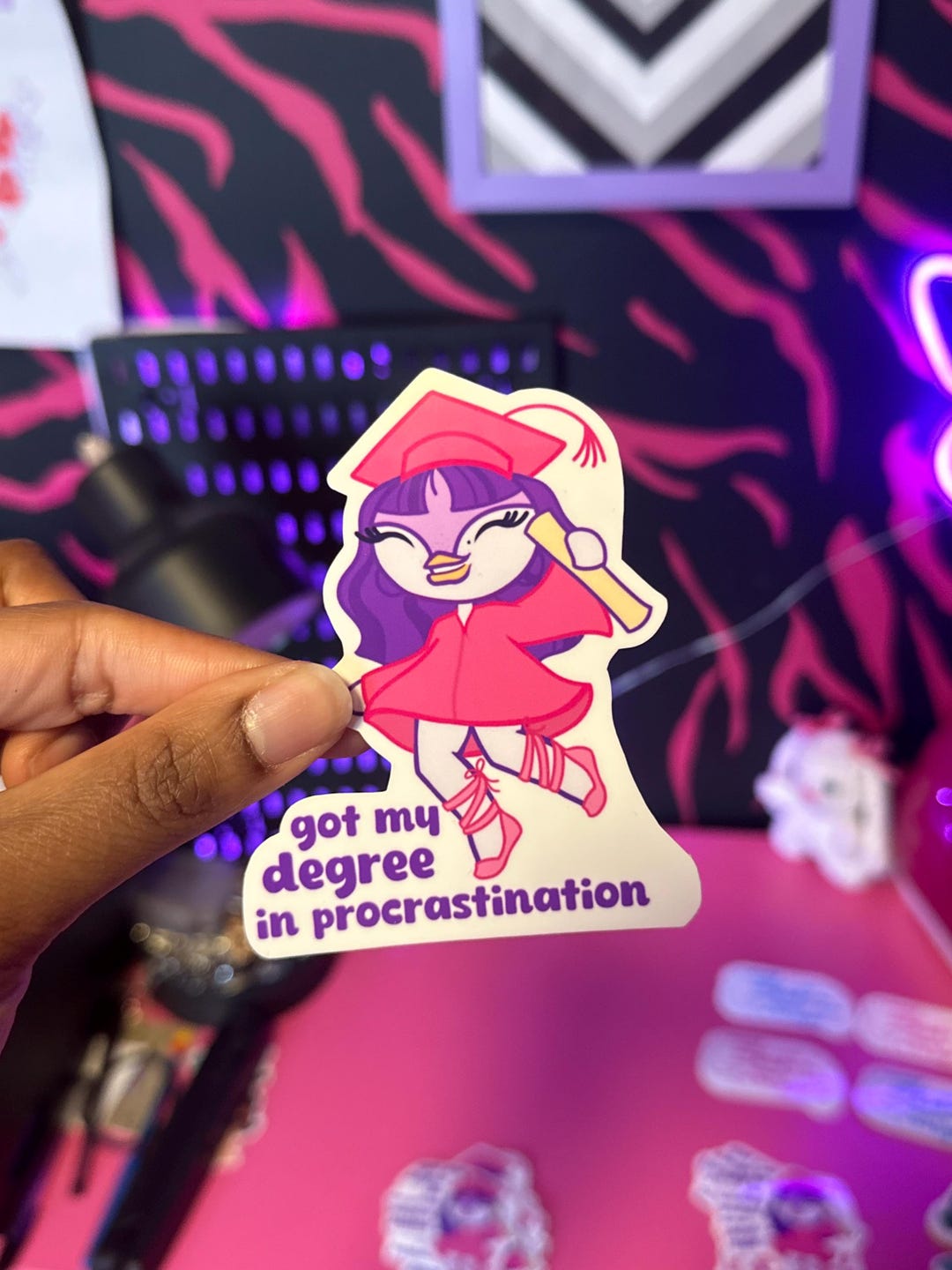 Penguin Graduation Sticker | "degree in Procrastination" Cute Stickers ...