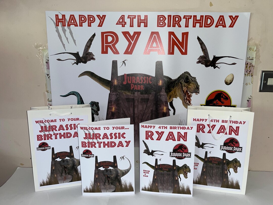Personalised Jurassic Park Birthday Card A4 – Dinosaur Theme | Optional ...