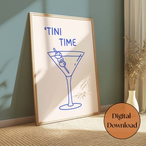 Tini Time Martini Art Print, Bar Cart Wall Art or Decor, Digital ...