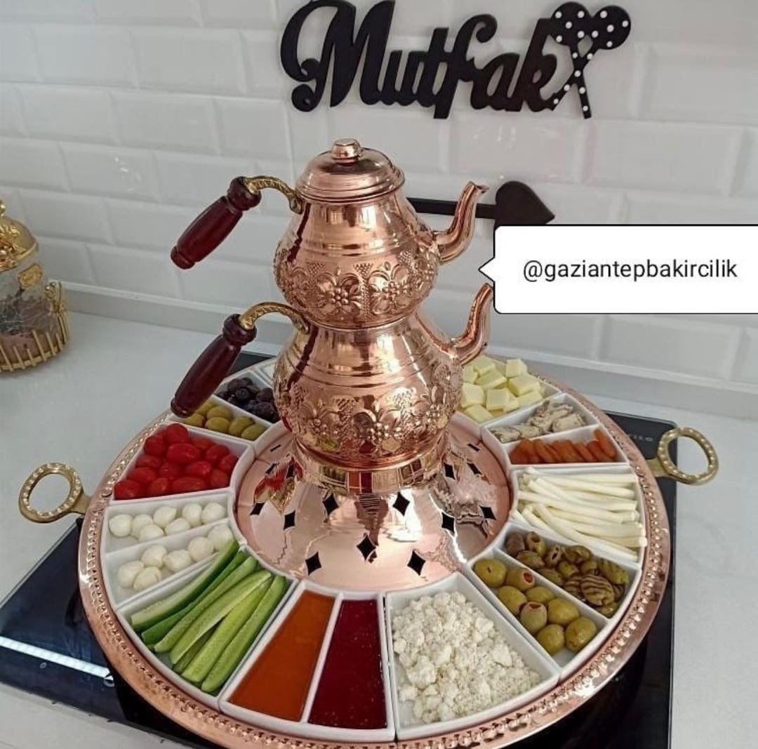 Handmade Copper Breakfast Set, Turkish Copper Teapot Set Traditional ...