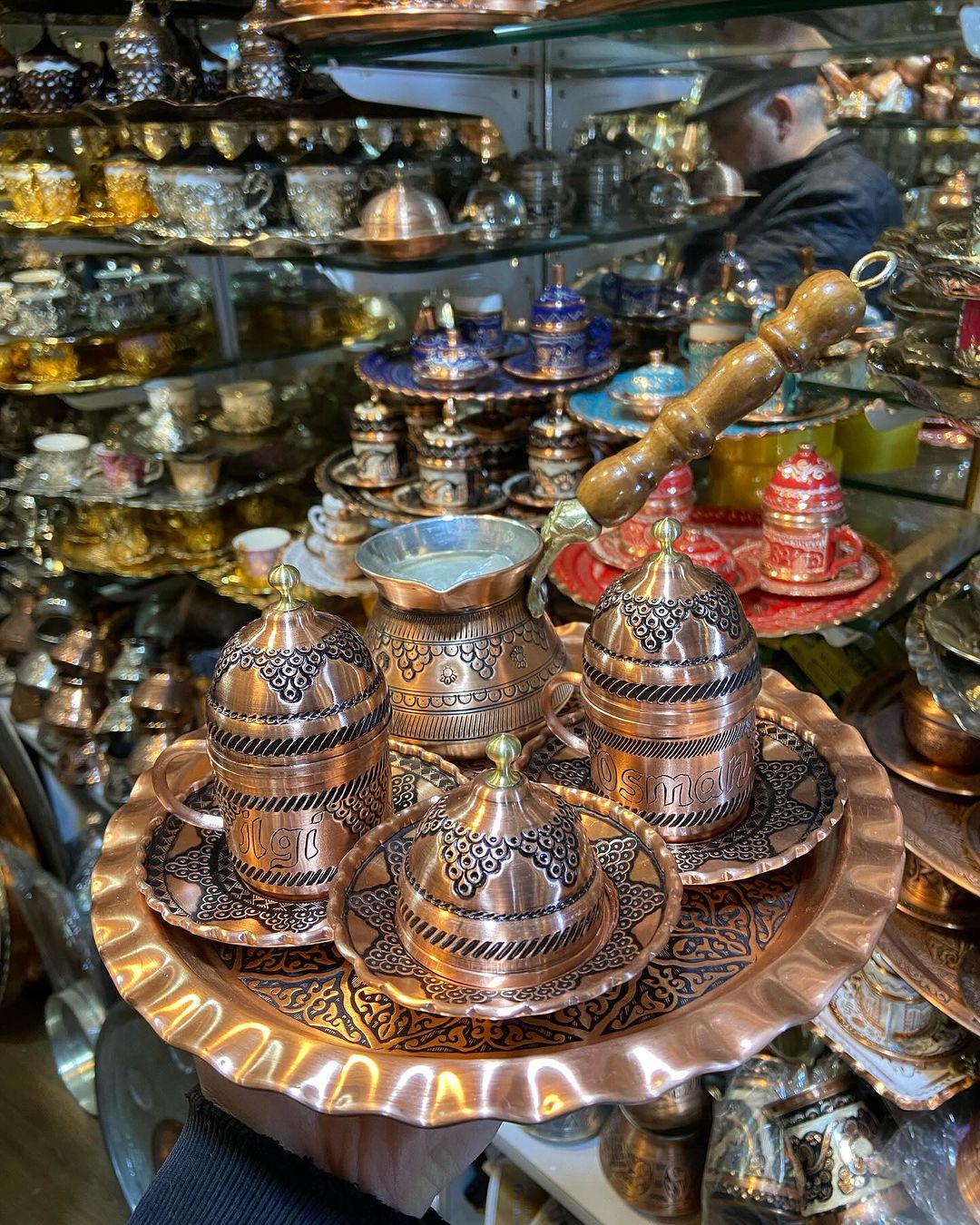 Handmade Turkish Coffee Copper Cup Set Coffee Pot Traditional Coffee ...