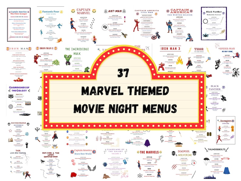 Marvel Themed Movie Night Menu Bundle - Etsy