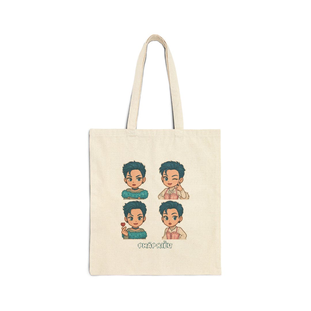 PHAP KIEU Tote Bag - Cute Cartoon Character Cotton Canvas Tote Bag, Eco ...