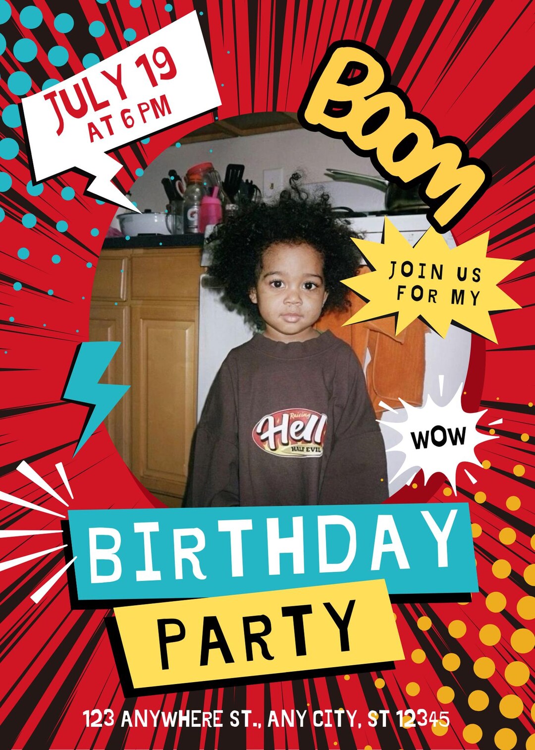 Comic Book Birthday Invination Template - Etsy