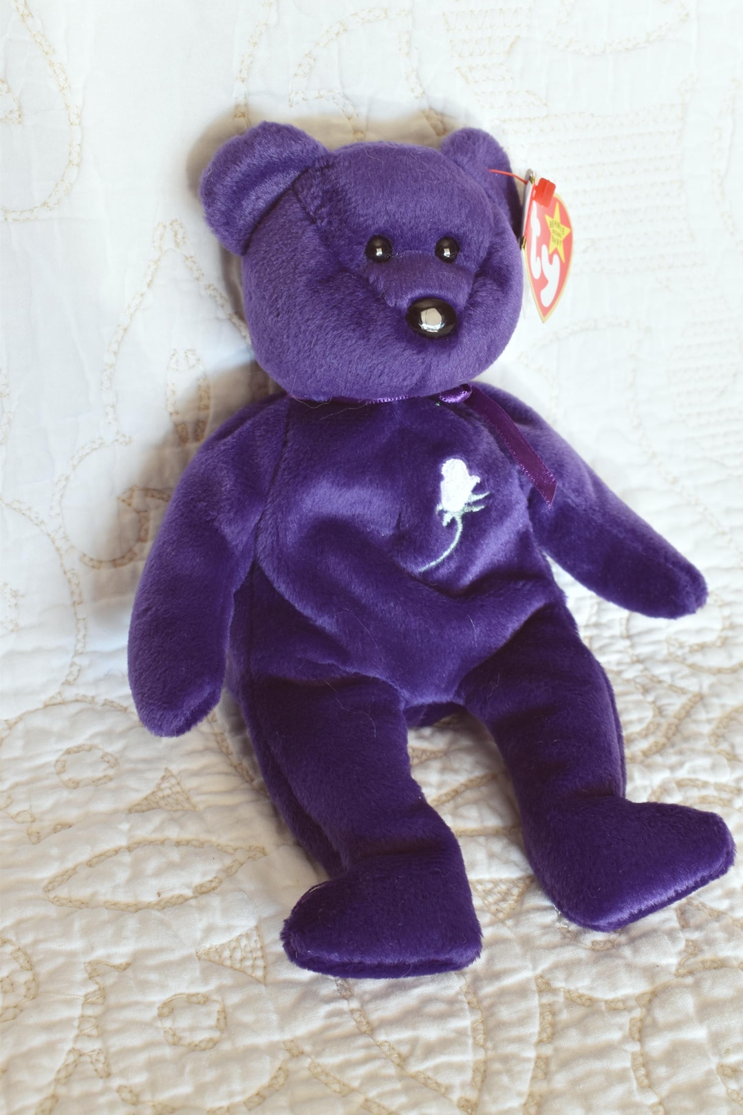 Vintage 1997 Princess Beanie Baby, Purple Princess Bear, Princess Diana ...