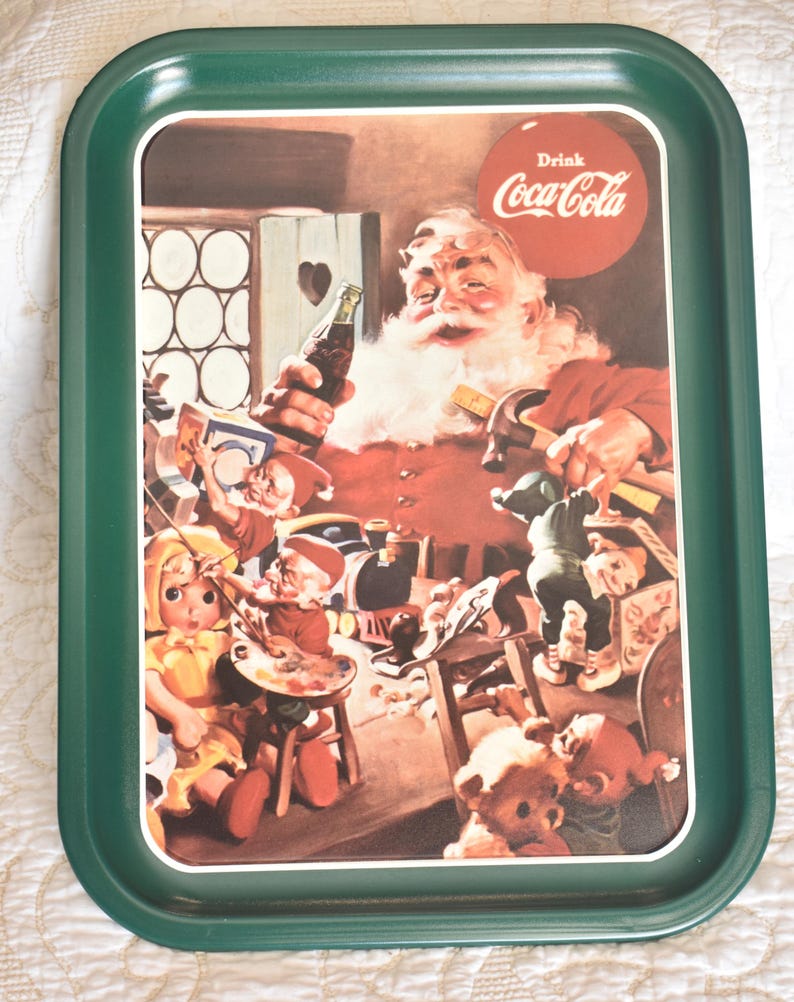 1992 Vintage Coca Cola Santa's Workshop Tray: 90s Cola Decor - Etsy