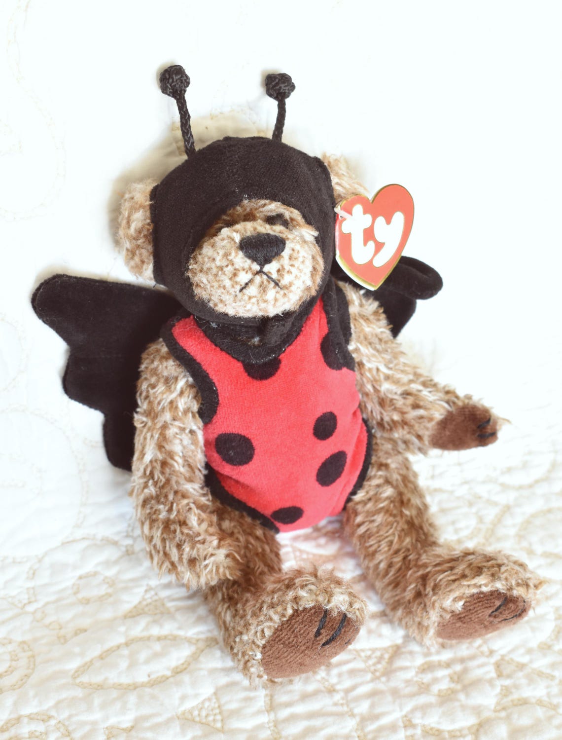 Vintage 1993 Bugsy Beanie Baby, Vintage Teddy Bear in Lady Bug Costume ...