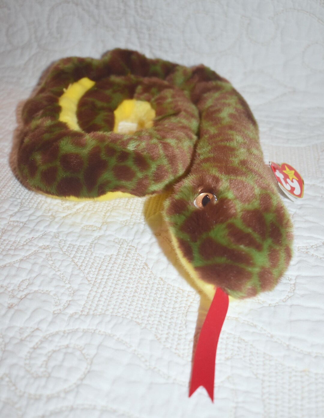 Vintage 1999 Slither the Snake Beanie Buddy, Long Stuffed Snake Plush ...