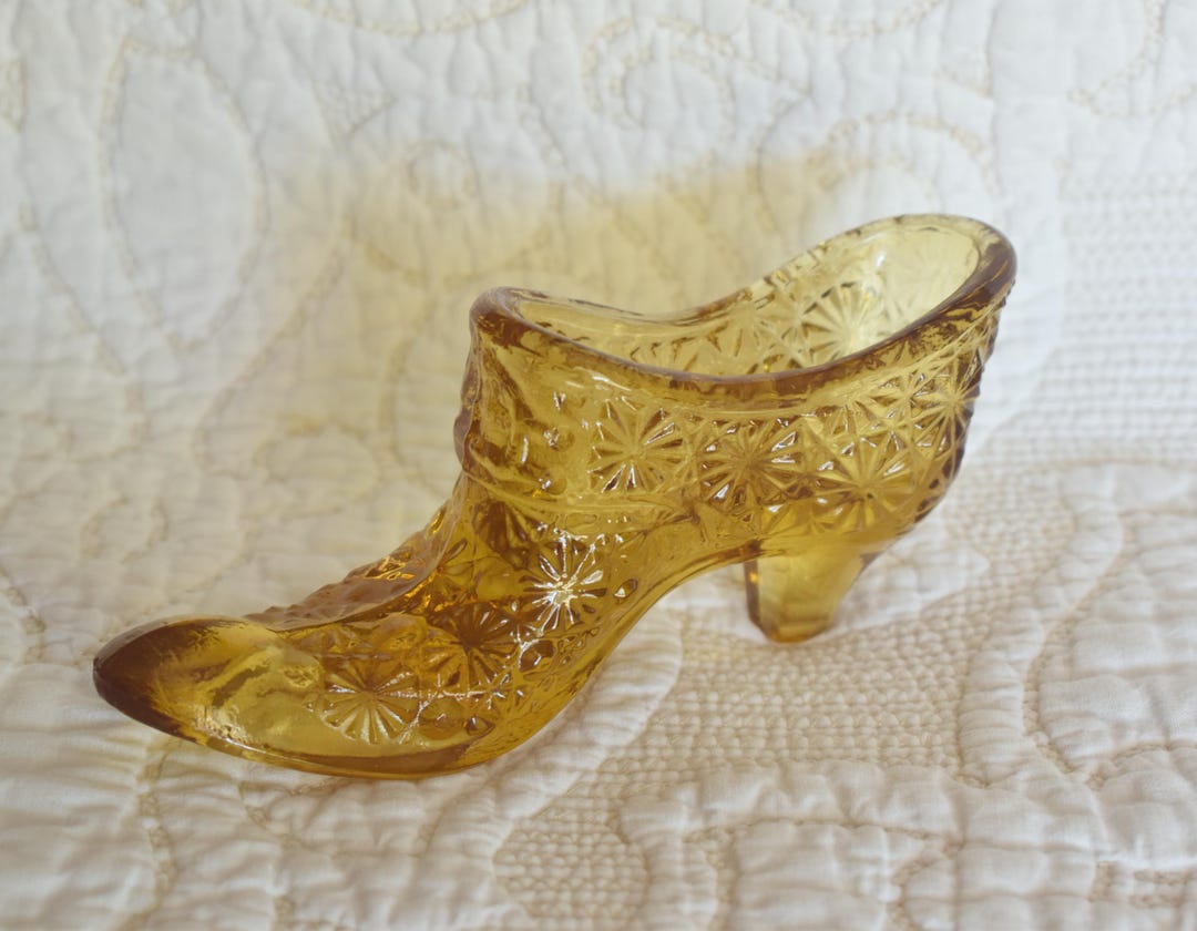 Vintage Glass Shoe, Fenton Glass Shoe, Amber Glass Shoe - Etsy