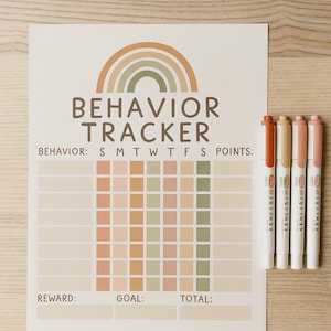 Printable Kids Behavior Tracker Chart | Pastel Rainbow Reward Chart ...