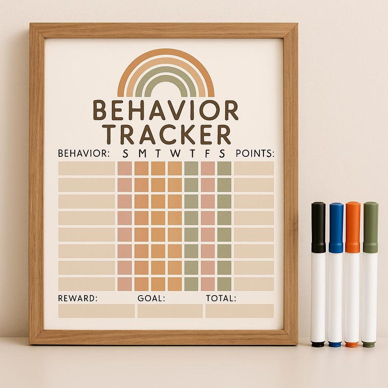Printable Kids Behavior Tracker Chart | Pastel Rainbow Reward Chart ...