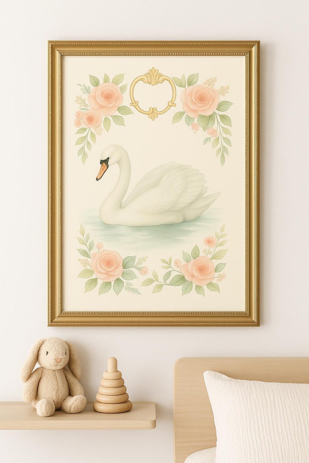 Victorian Swan Nursery Art | Watercolor Floral Printable (digital ...