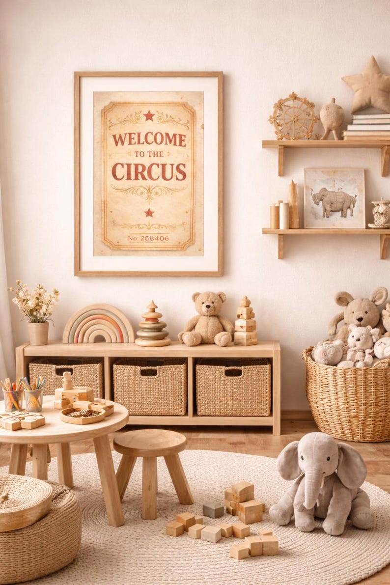 Welcome to the Circus Poster Print, Vintage Circus Wall Art, Neutral ...