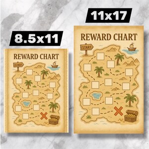 Treasure Map Reward Chart Printable for Kids – Pirate Theme Goal ...