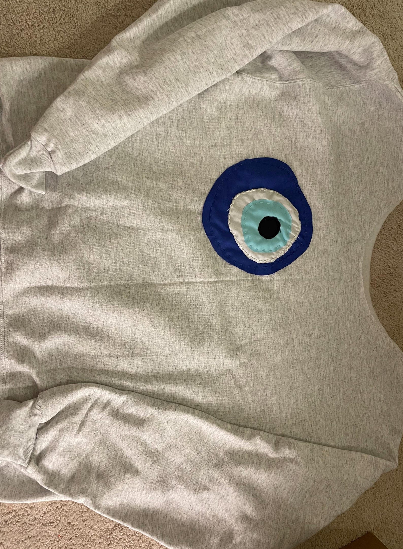 Patchwork off the Shoulder Hoodie Evil Eye - Etsy