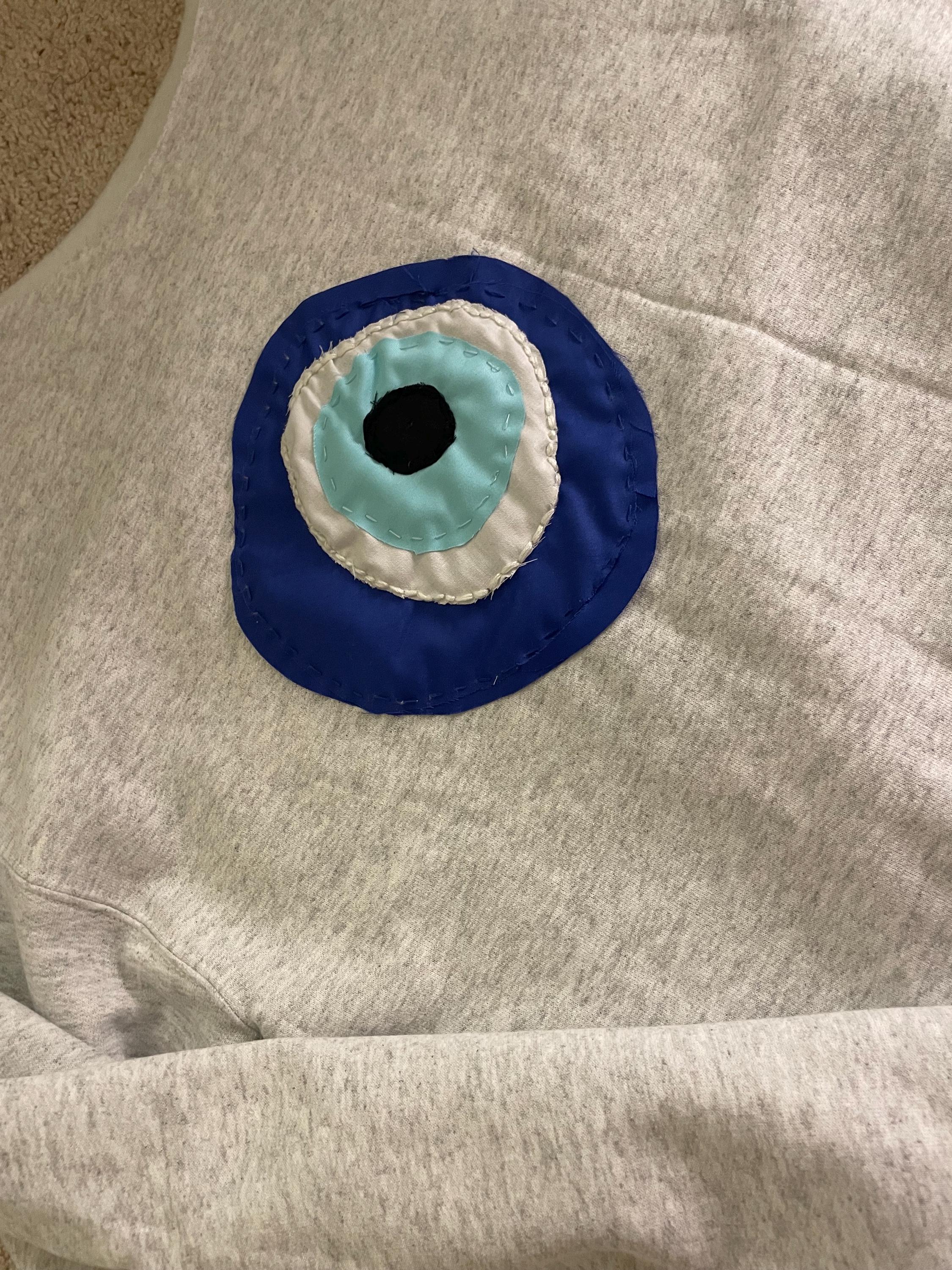 Patchwork off the Shoulder Hoodie Evil Eye - Etsy