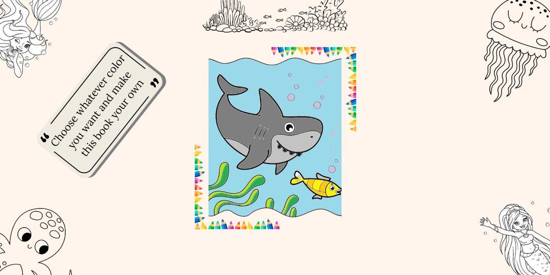 Marine Animals Coloring Book for Kids | Ocean Life (digital Download ...
