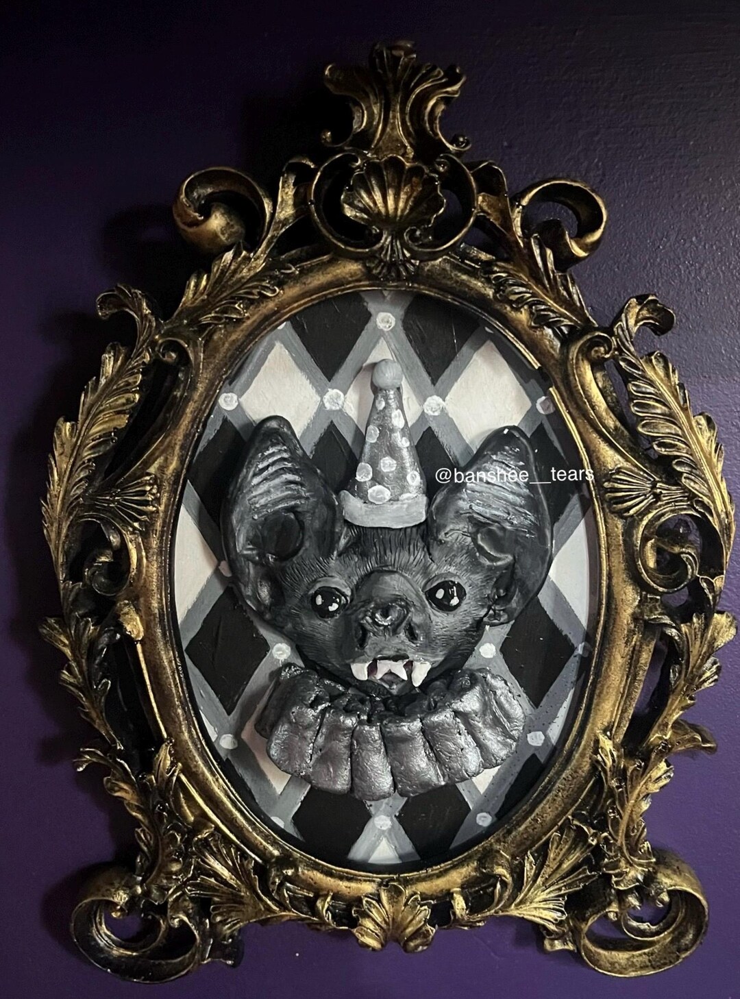 Bat Clown Wall Decor Vampire Bat Circus Style Art Ooak One of a Kind ...