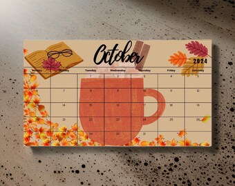 EDITABLE, Digital-printable October 2024 Calendar. Fall-themed, Harvest ...