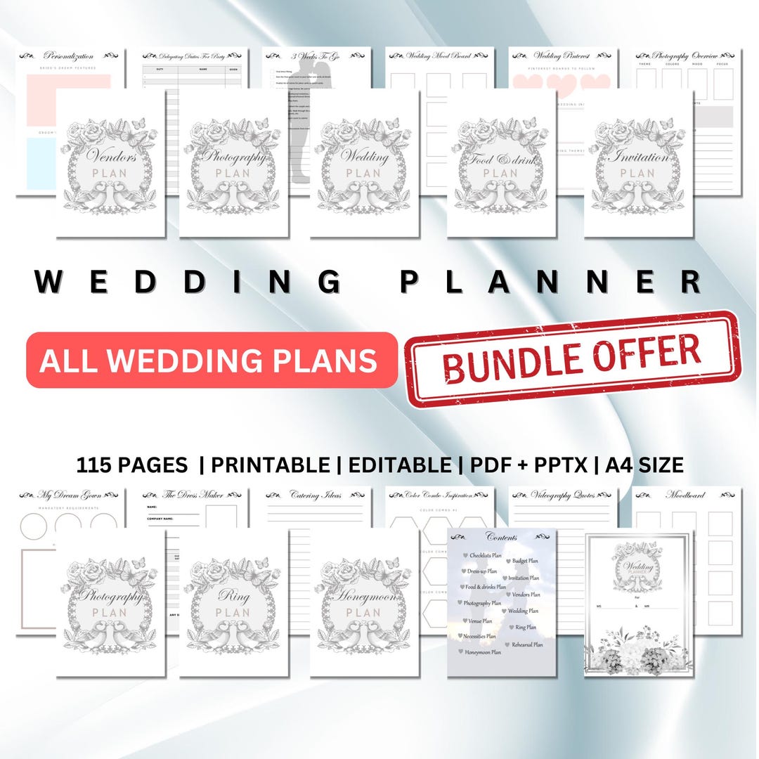 Wedding Planner Printable Checklist | Digital Wedding Planning Book ...