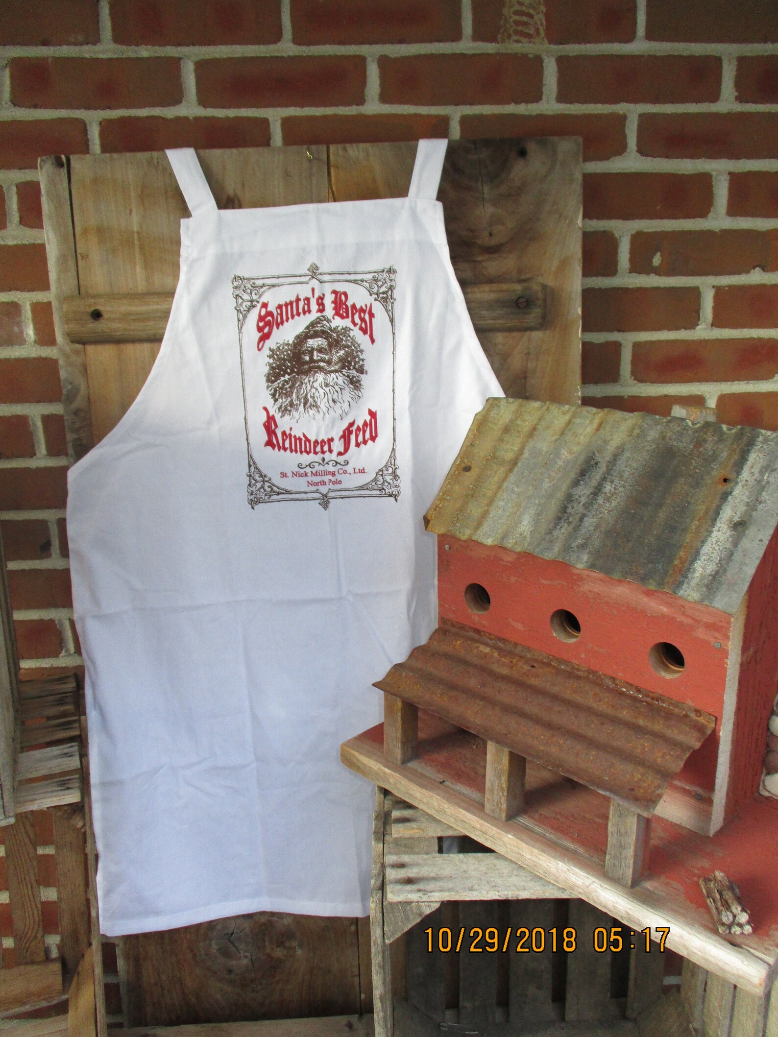 Christmas Aprons Santa Apron Printed White Apron Holiday | Etsy