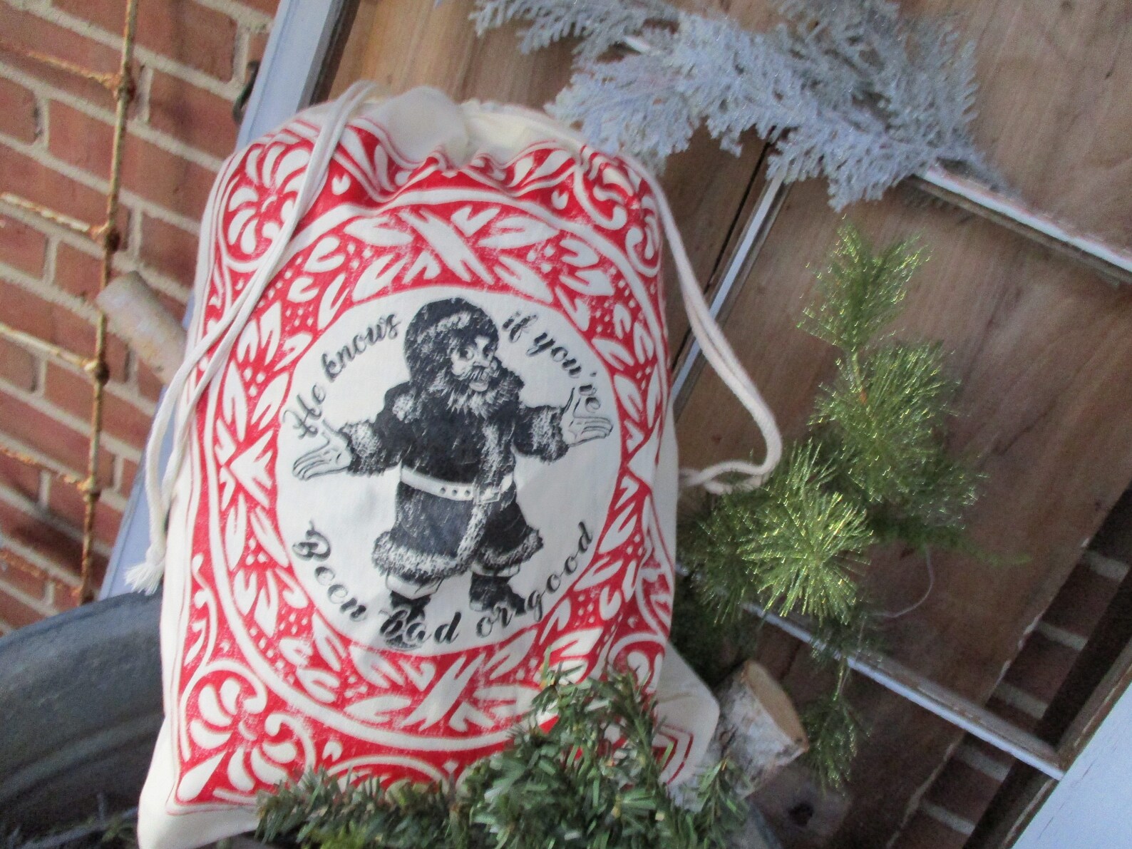 Santa bag Santa sack CANVAS feed sack 12 x 18 bag | Etsy