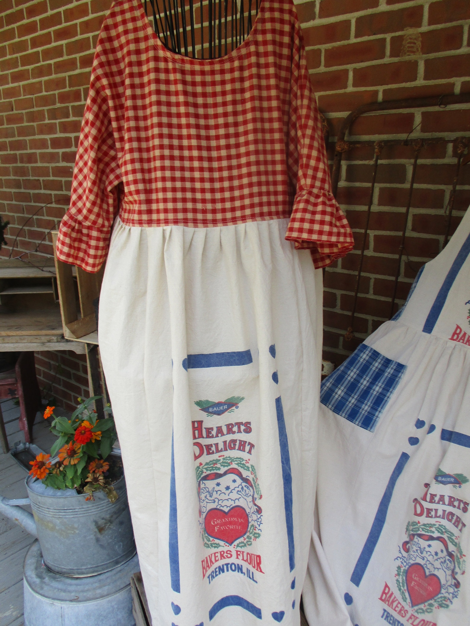 Flour Sack Dress Size Med/large Feed Sack Dress Prairie - Etsy