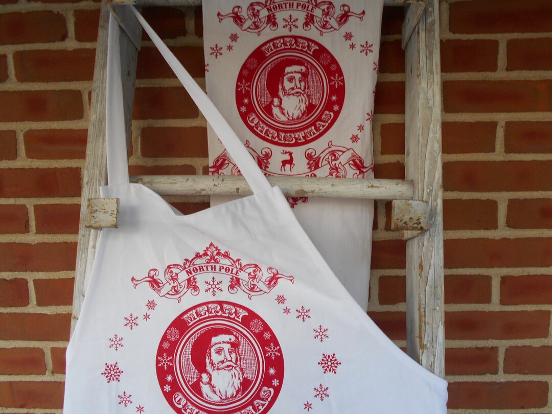 Santa Apron and Towel Set Merry Christmas Apron Chef Apron - Etsy