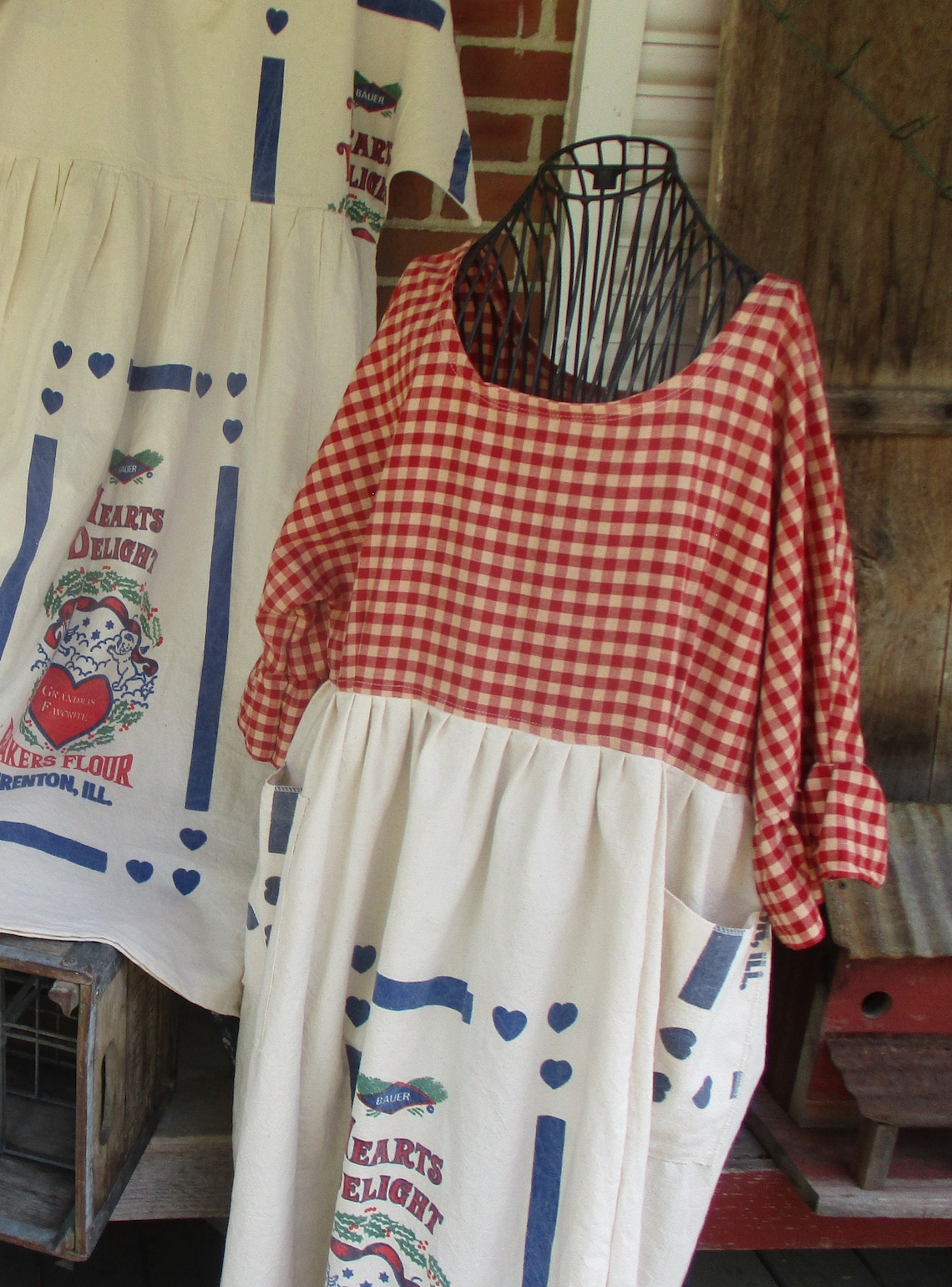 Flour Sack Dress Size Med/large Feed Sack Dress Prairie - Etsy