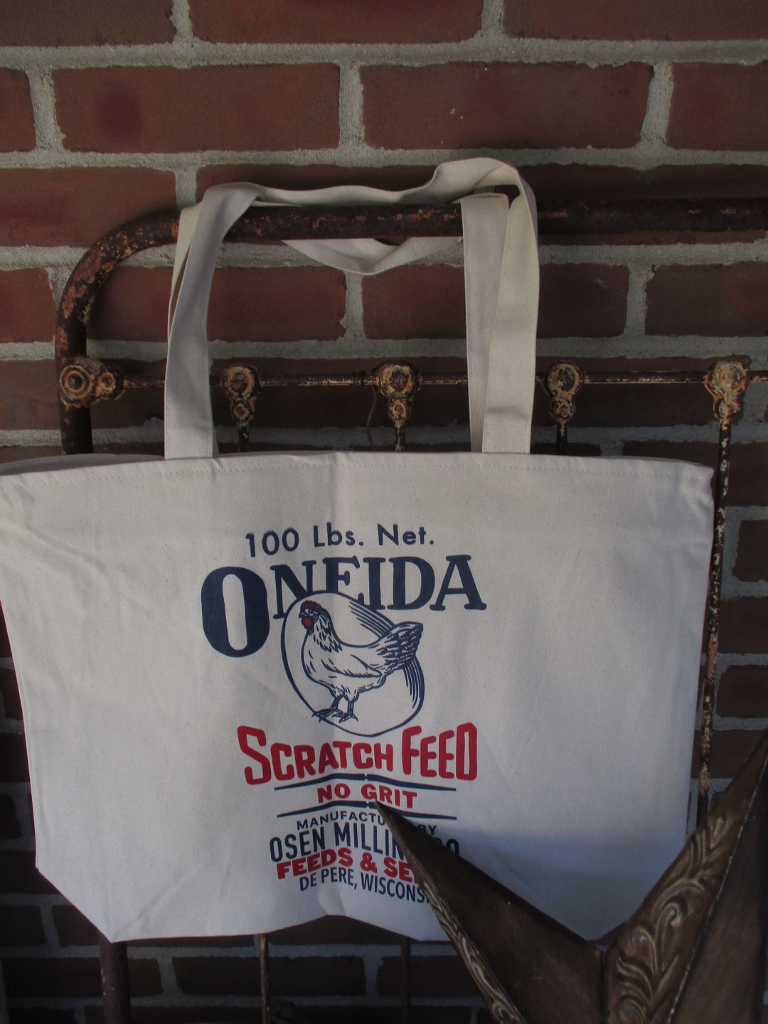 Canvas Tote Bag: Large Feed Sack Market Bag With Zipper, Twilight ...
