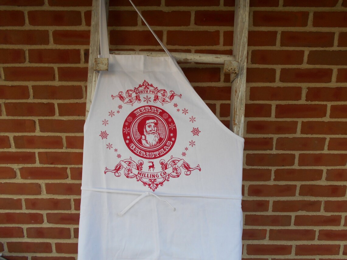 Santa Apron Christmas Apron White Apron Chef Apron Kitchen | Etsy