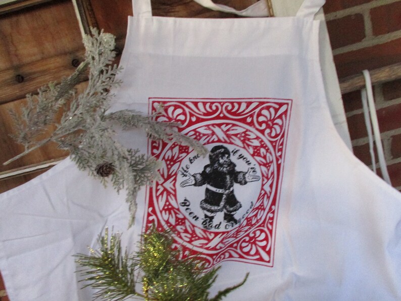 Apron Santa Apron Christmas Apron Kitchen Apron White - Etsy