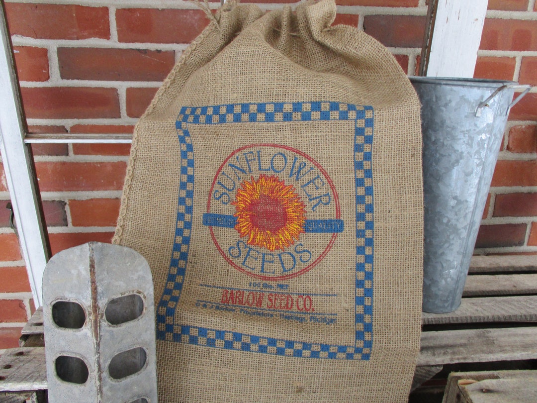 Burlap Bags, Burlap Feed Sack, Sunflower Bag, Farm House Decor, Country ...