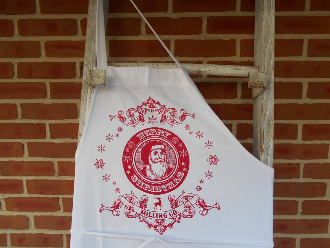 Santa Apron Christmas Apron White Apron Chef Apron Kitchen | Etsy