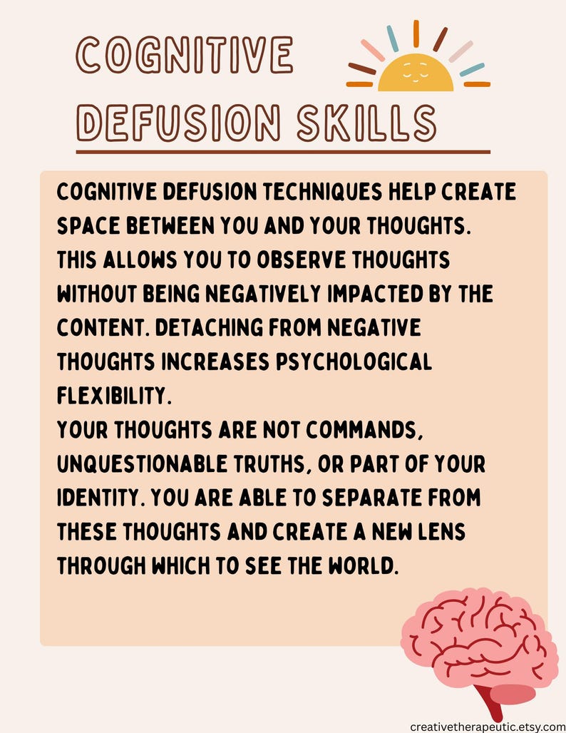 Cognitive Defusion Techniques-group or Individual Therapy - Etsy