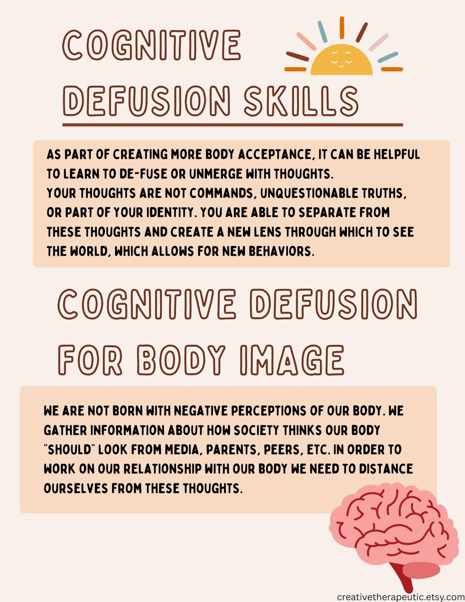 Body Image-cognitive Defusion Skills - Etsy