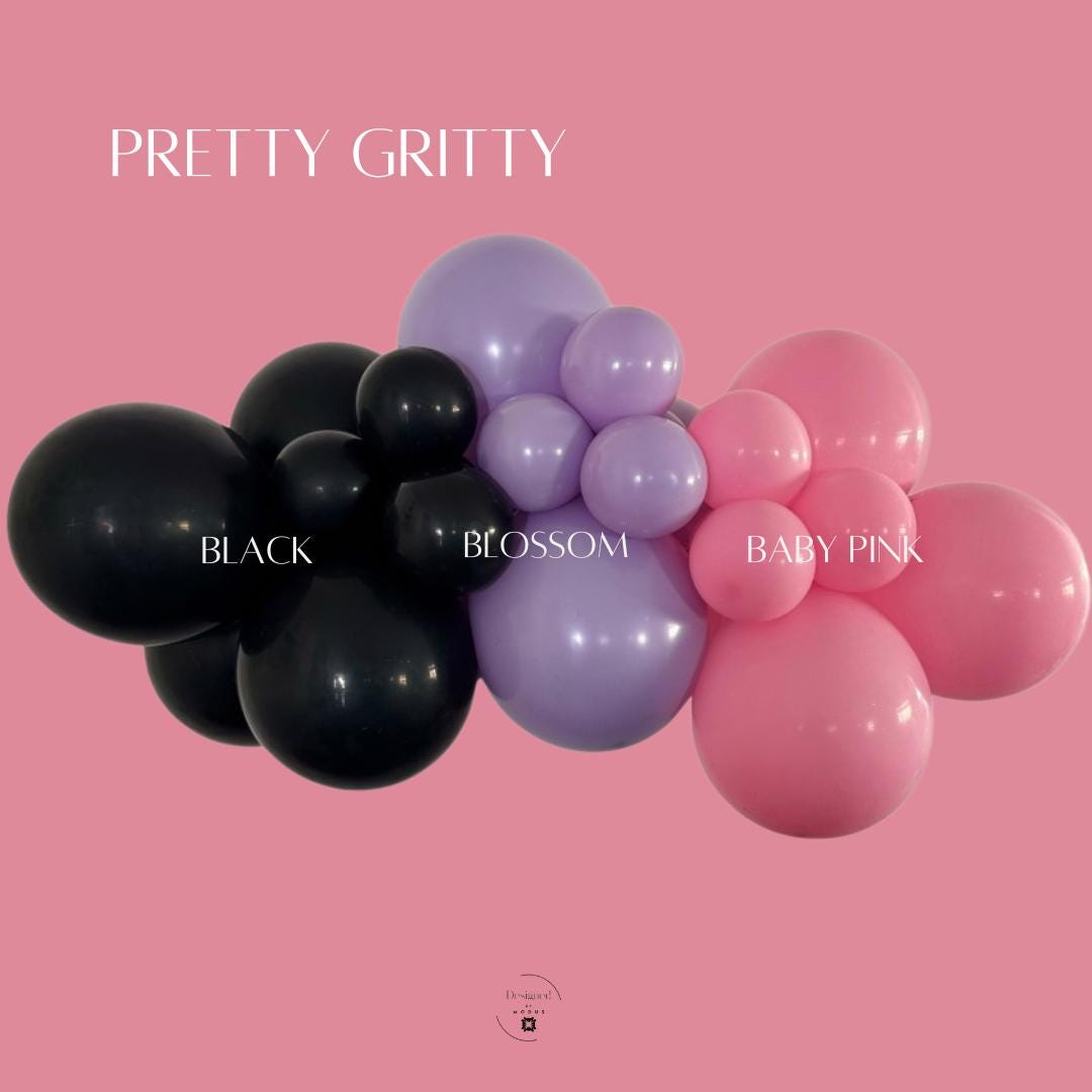 1st Birthday DIY Pink and Black Balloon Garland Kit Purple Party Decor ...