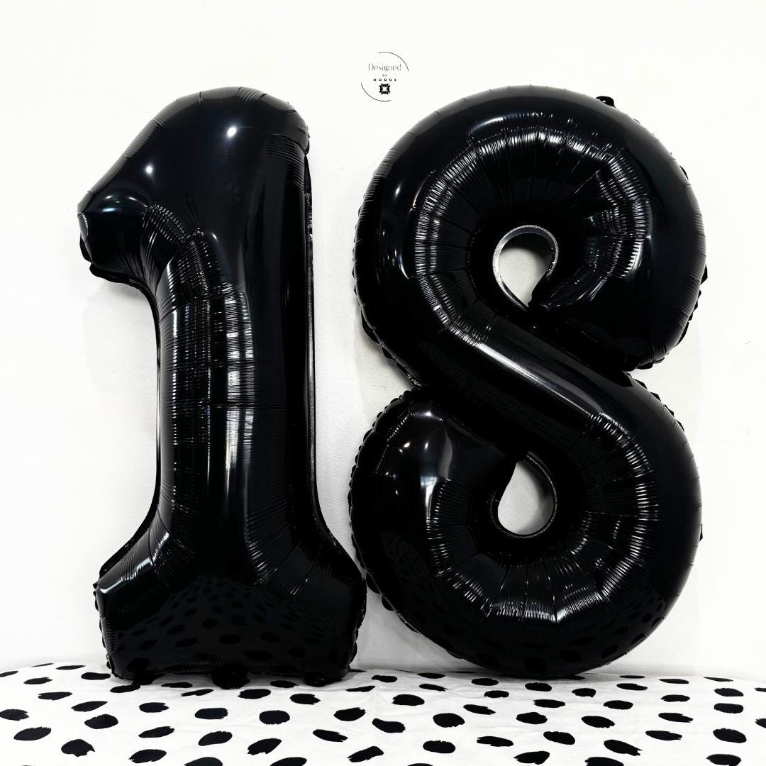 Black Number 18 Balloon | 18th Birthday Party Decor - Etsy