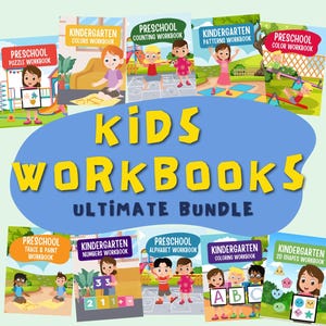 Preschool Pre-k Kindergarten Learning Bundle 10 Kid Workbooks Printable ...